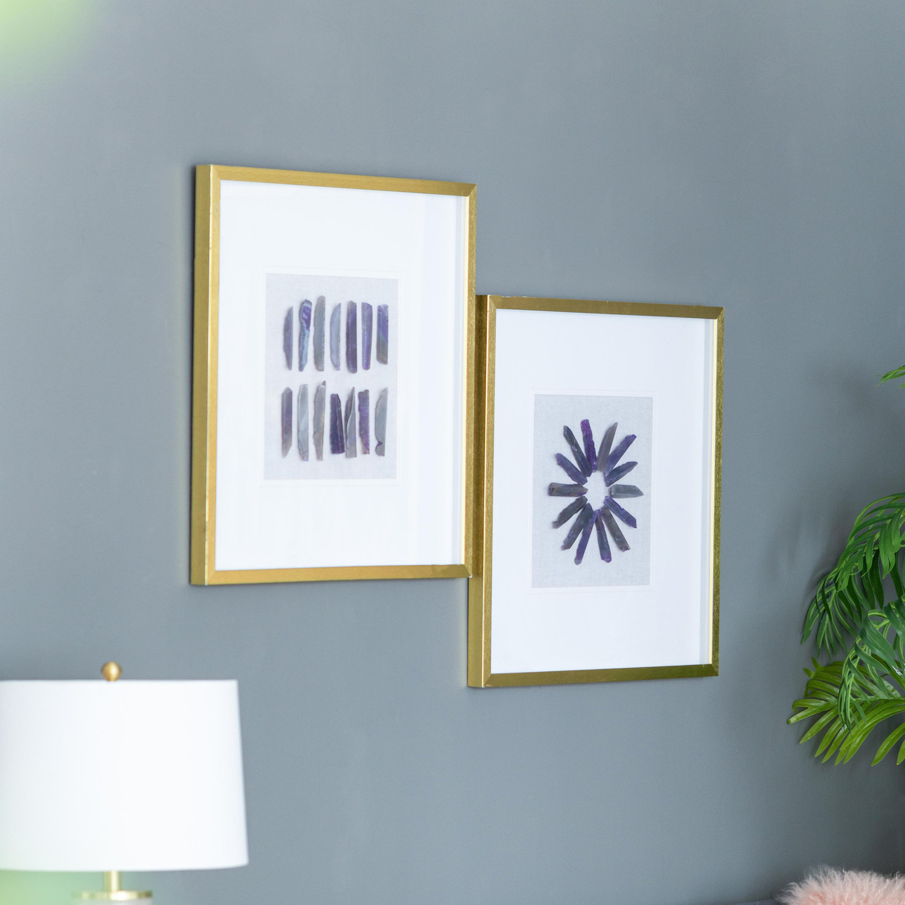 Hokku Designs 23.5“ x 23.5" Grace Purple Agate Shadow Boxes Wall Art, Set of 2 | Wayfair